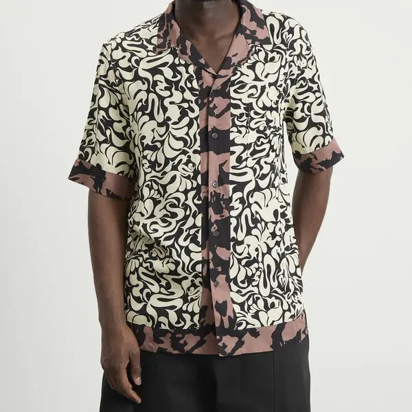 Dries Van Noten Squiggle Border Print Shirt - Black