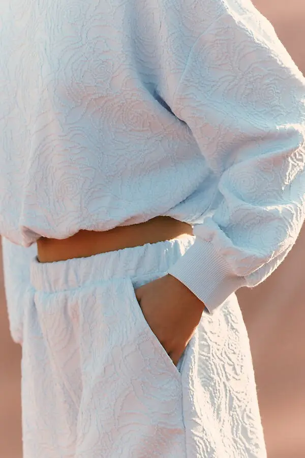DAILY PRACTICE Textured Knit Shorts - Light Blue