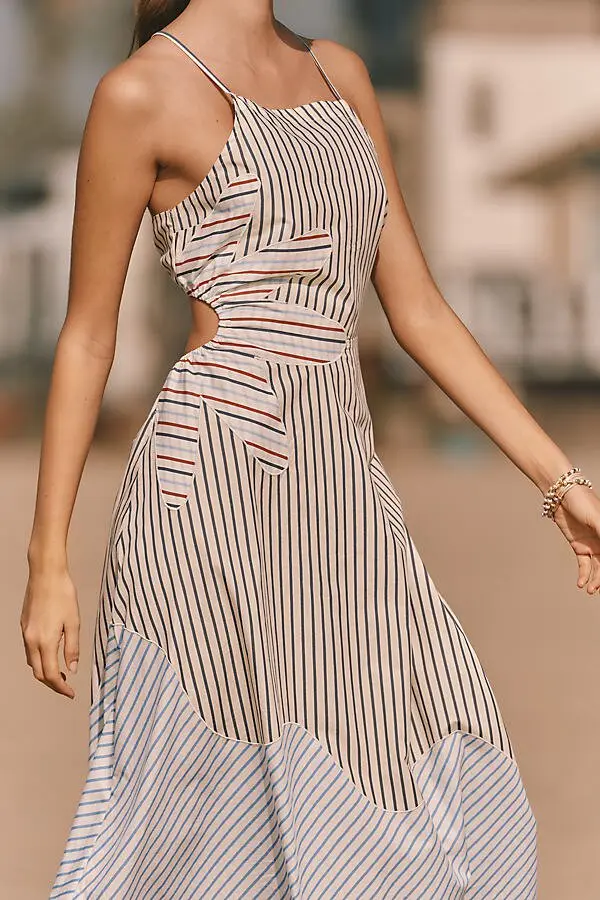 knee length dresses for ladies Umgee Striped Mini Dress Medium main image 1