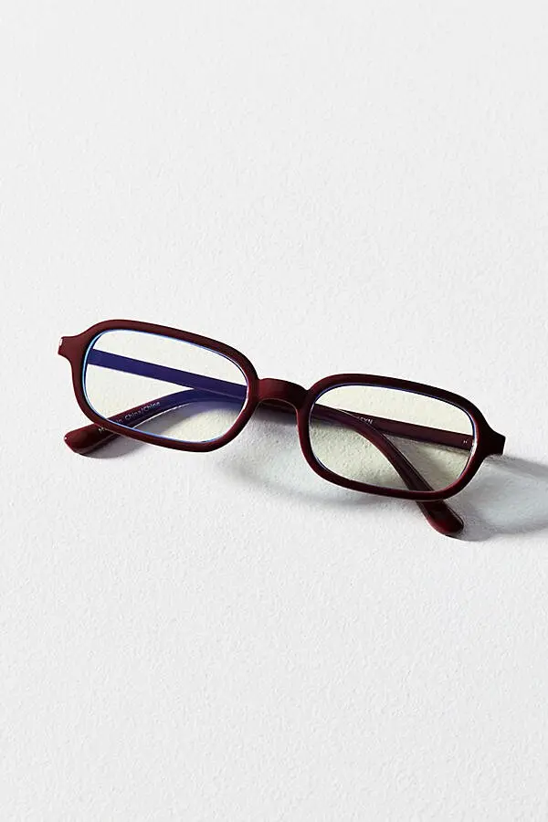EYEKING Slim Rectangle Blue Light Readers - Dark Red