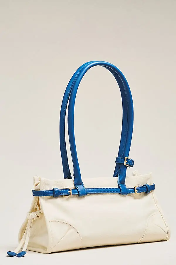 Anthropologie Greer Structured Canvas Shoulder Bag - Blue