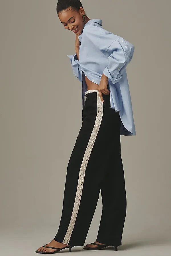 Maeve Crochet Track Stripe Pant