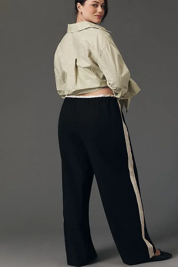 Maeve Crochet Track Stripe Pant