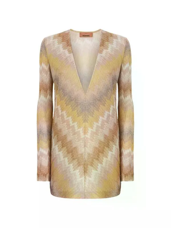 Missoni Raschel Knit V-neck Mini Dress - Neutrals