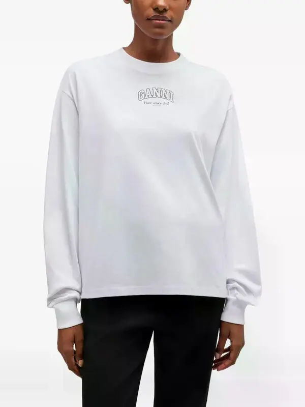 GANNI Essential Basic Long-sleeve Crewneck Top