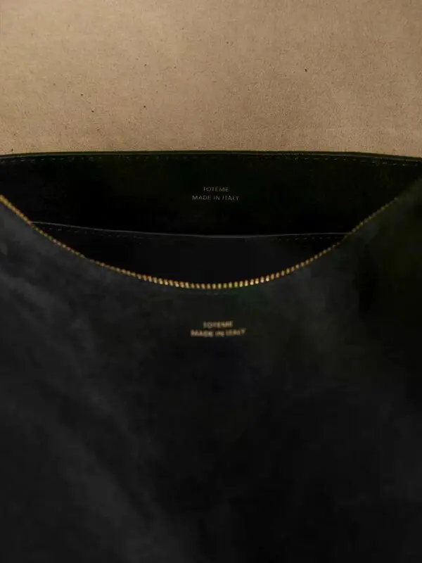 TOTEME Medium Bevel Suede Shoulder Bag - Black