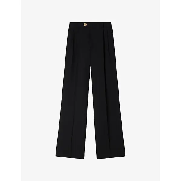 Sandro Straight Pressed-crease Wool Trousers
