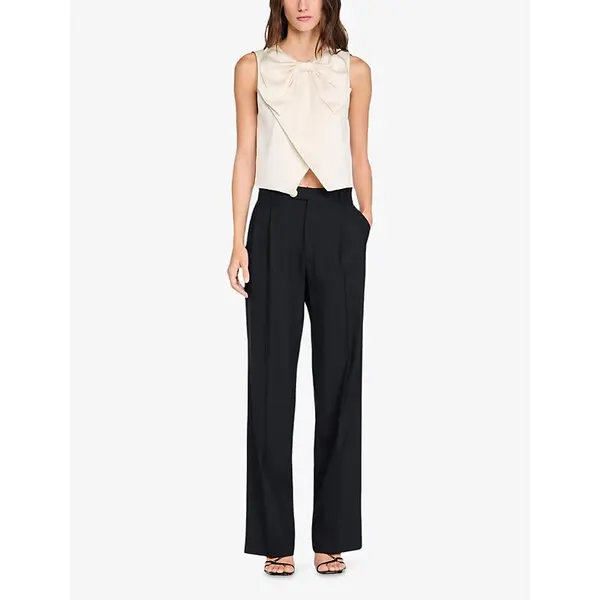 Sandro Straight Pressed-crease Wool Trousers