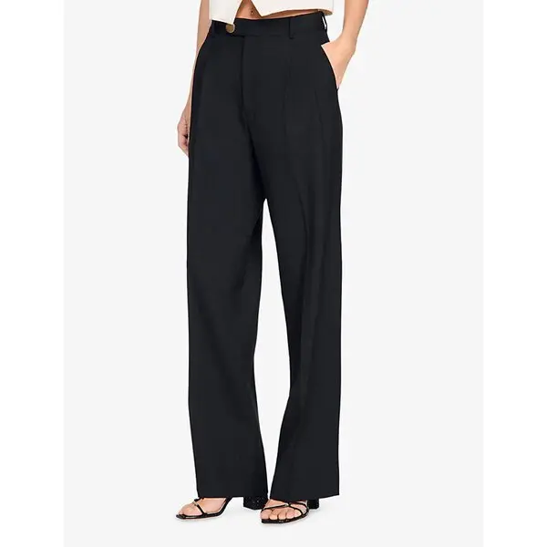 Sandro Straight Pressed-crease Wool Trousers