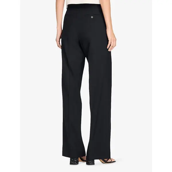 Sandro Straight Pressed-crease Wool Trousers