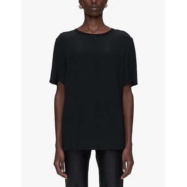 JOSEPH Rubin Short-sleeved Silk Top - Black