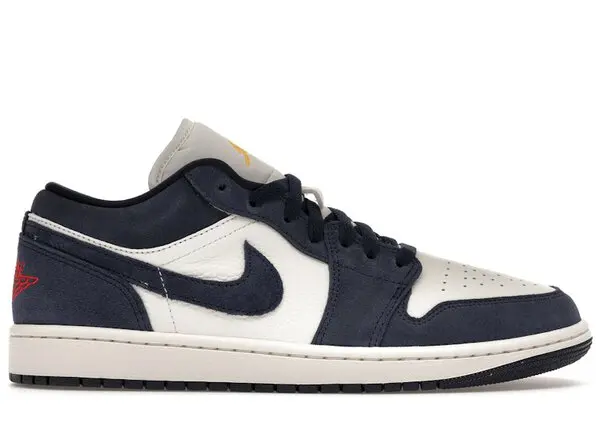 JORDAN 1 Low Se Suede Sneakers - Obsidian/university Gold/chile Red