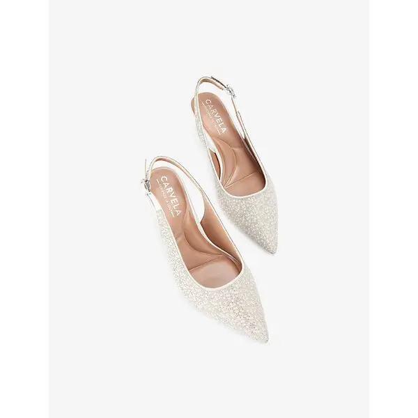 Carvela Corletta Pearl-embellished Slingback Courts