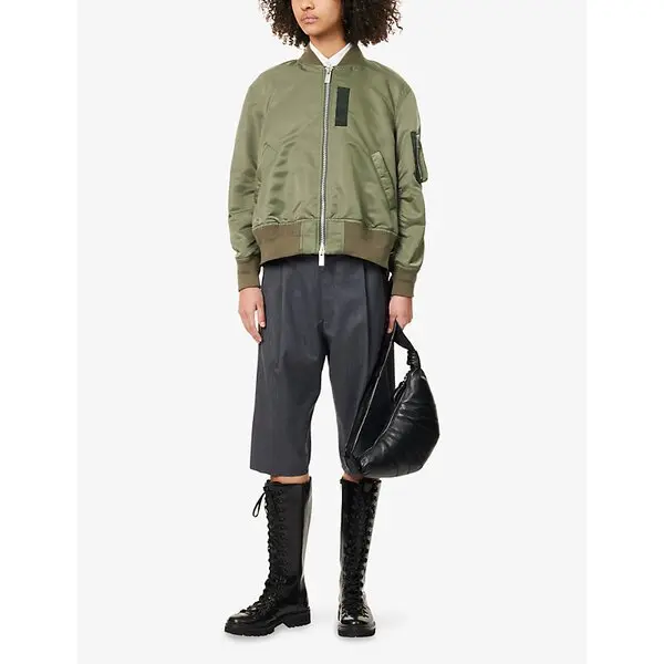 Sacai Relaxed-fit Ruched-sleeves Shell Jacket - Khaki