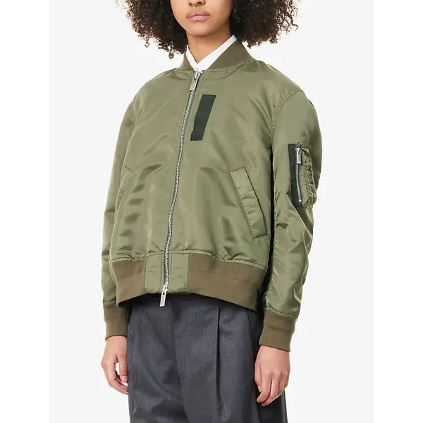 Sacai Relaxed-fit Ruched-sleeves Shell Jacket - Khaki