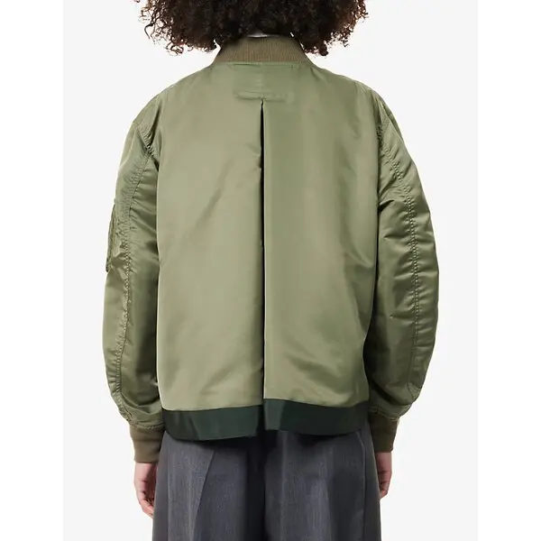 Sacai Relaxed-fit Ruched-sleeves Shell Jacket - Khaki