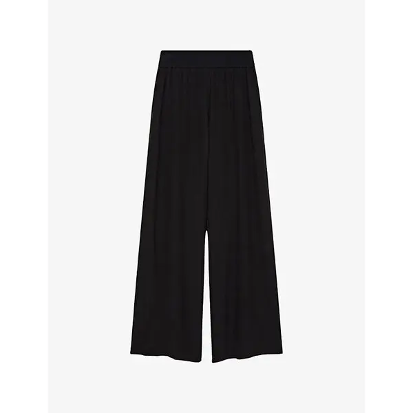 JOSEPH Wide-leg Silk Trousers - Black