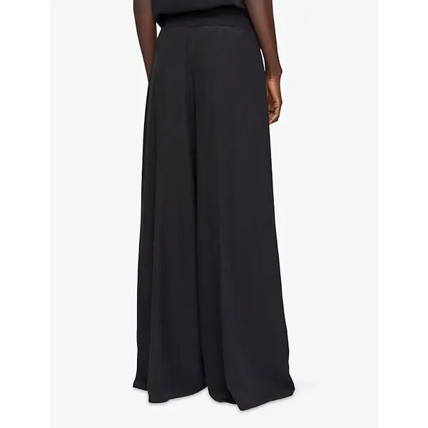 JOSEPH Wide-leg Silk Trousers - Black