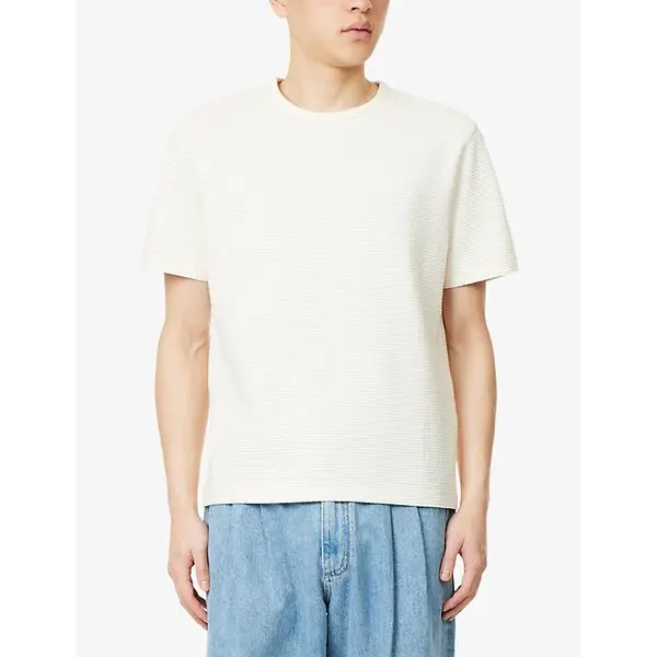 FRAME Jacquard Stripe Cotton T-shirt - Cream
