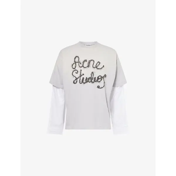 Acne Studios Layered Logo-embellished Cotton T-shirt - Light Blue