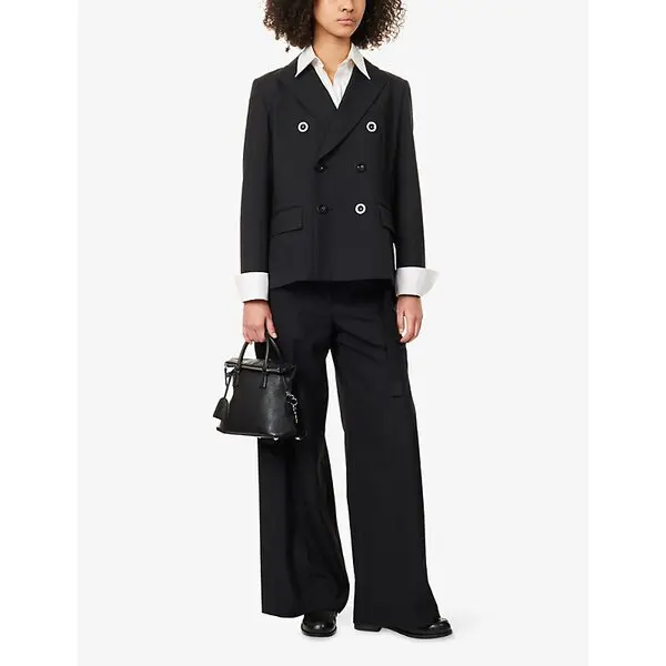 Sacai Peak-lapels Pleated Woven Jacket