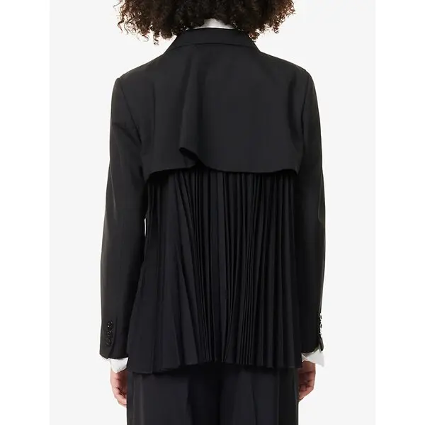 Sacai Peak-lapels Pleated Woven Jacket