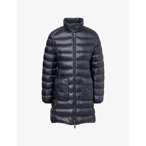 Moncler Genet Long Shell-down Coat - Navy