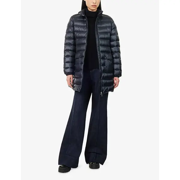 Moncler Genet Long Shell-down Coat - Navy
