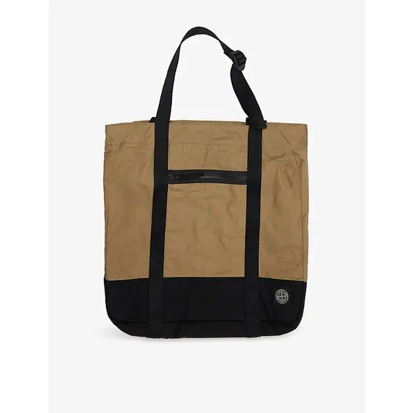 Stone Island Brand-patch Cotton Tote Bag - Military Green