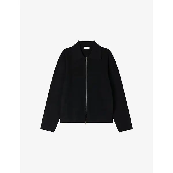 Sandro Zipped Regular-fit Stretch-knit Cardigan