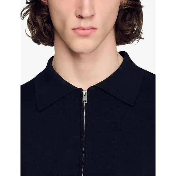 Sandro Zipped Regular-fit Stretch-knit Cardigan