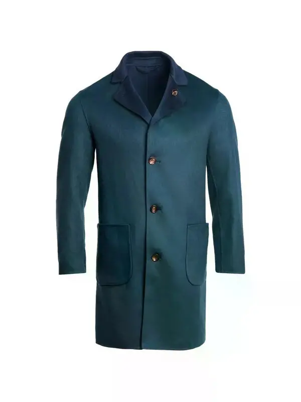 Kiton Reversible Cashmere Overcoat - Blue