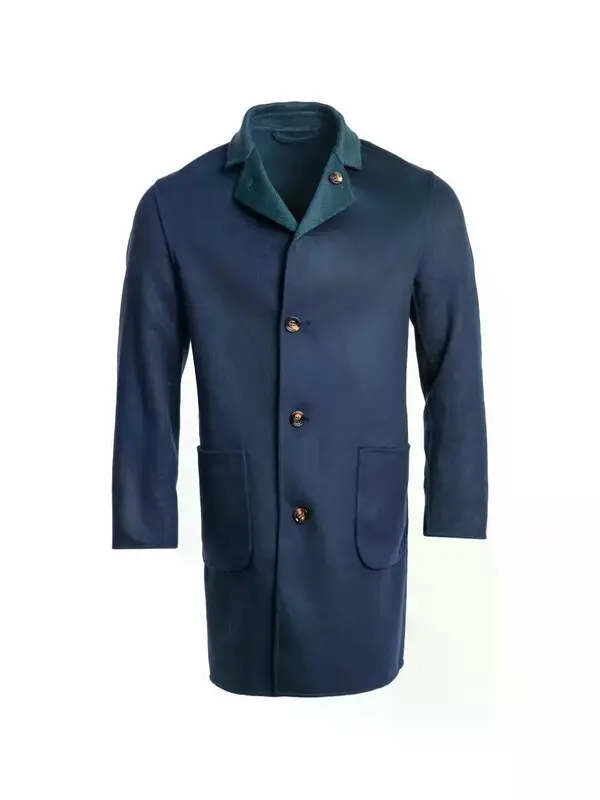 Kiton Reversible Cashmere Overcoat - Blue