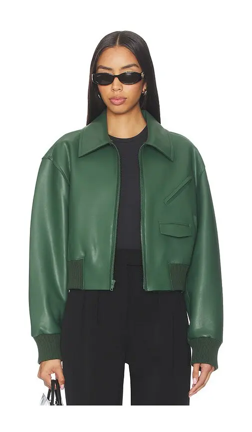 Norma Kamali Zip Front Cropped Jacket - Dark Emerald