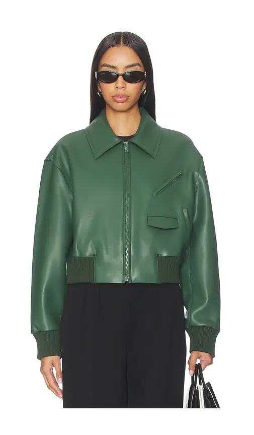 Norma Kamali Zip Front Cropped Jacket - Dark Emerald