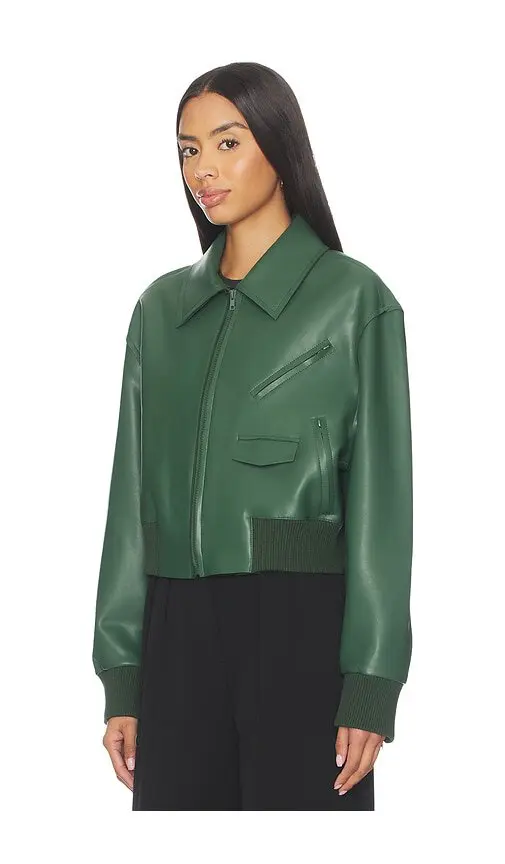 Norma Kamali Zip Front Cropped Jacket - Dark Emerald