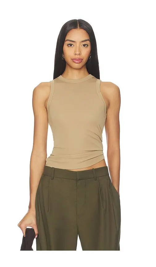 AYA MUSE Jersey High Neck Tank - Khaki