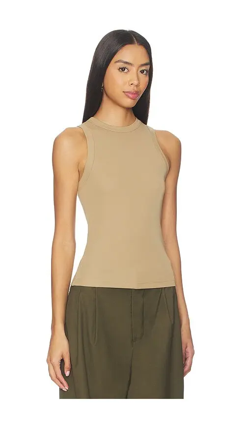 AYA MUSE Jersey High Neck Tank - Khaki