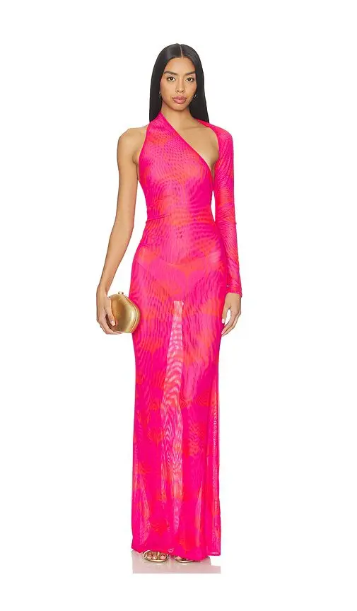 Eywasouls Malibu Emma Printed One-shoulder Maxi Dress - Fuchia Frenzy