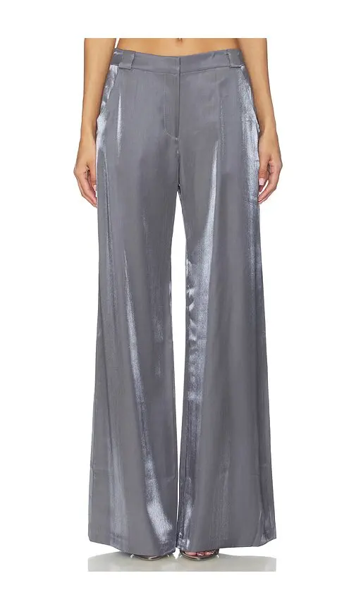 Amanda Uprichard Saddler Metallic Twill Pants - Slate