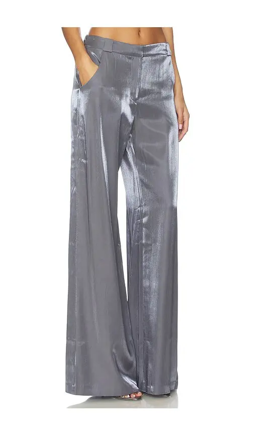 Amanda Uprichard Saddler Metallic Twill Pants - Slate