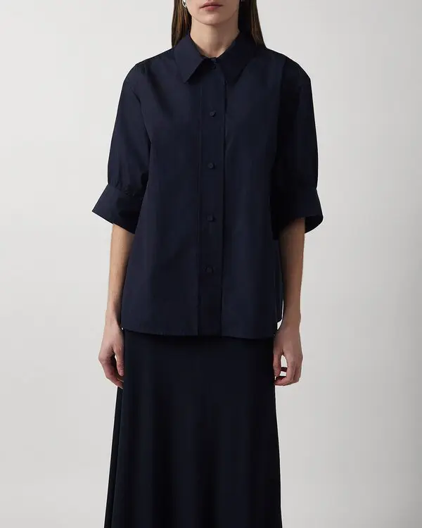 JIL SANDER Cotton Poplin Shirt - Navy