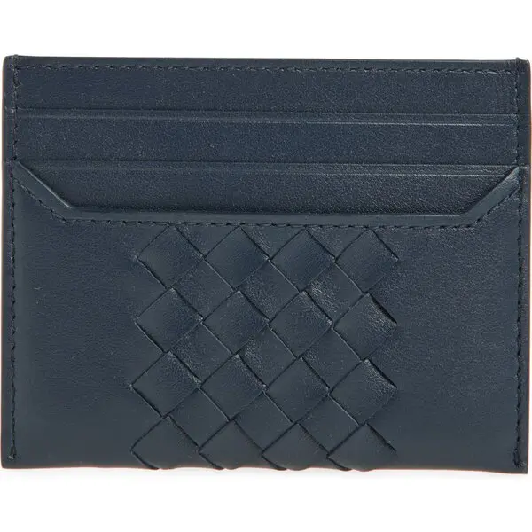 Bottega Veneta Piccolo Intrecciato Leather Card Case - Neptune