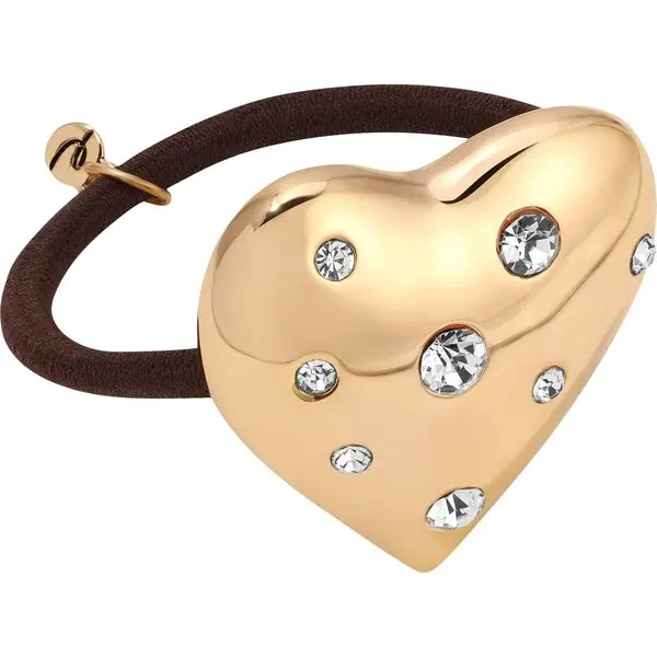 Ettika Love Embellished Heart Ponytail Holder - Gold