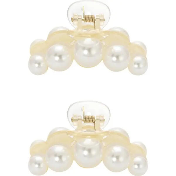Ettika Faux Pearl Claw Clip Set - Gold