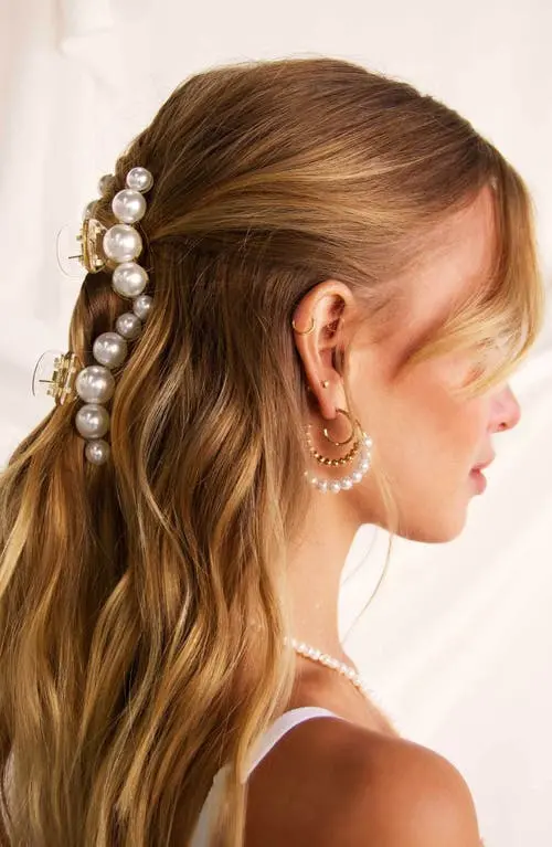 Ettika Faux Pearl Claw Clip Set
