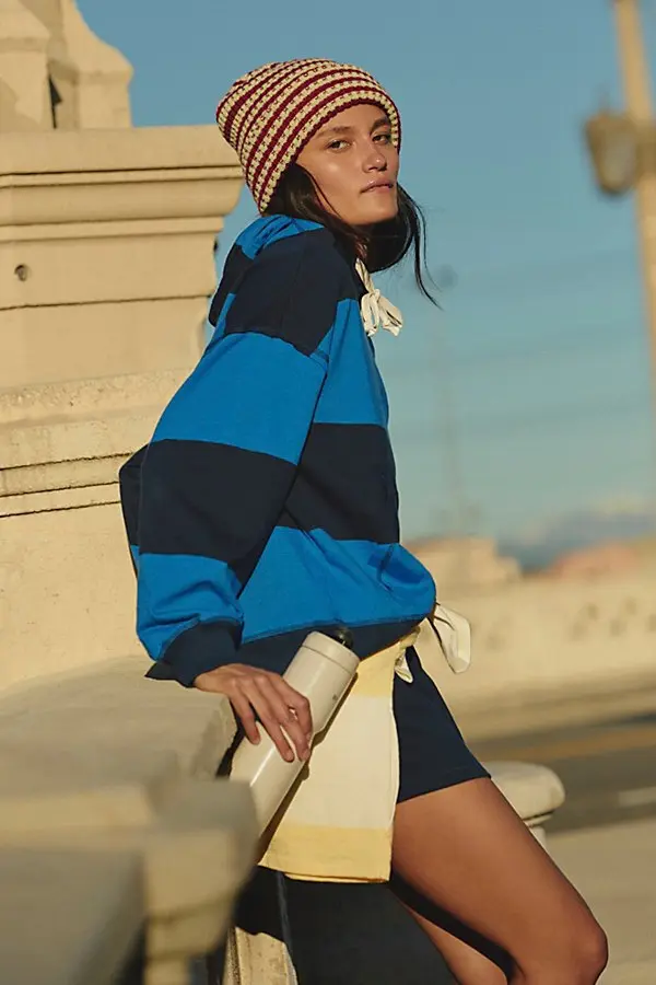 Free People Retro Rugby Hooded Set - Light Cobalt