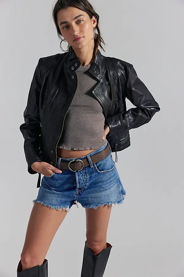Free People We The Free Double Take Slouch Denim Shorts - Wistful