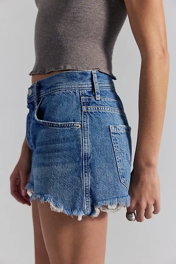 Free People We The Free Double Take Slouch Denim Shorts - Wistful