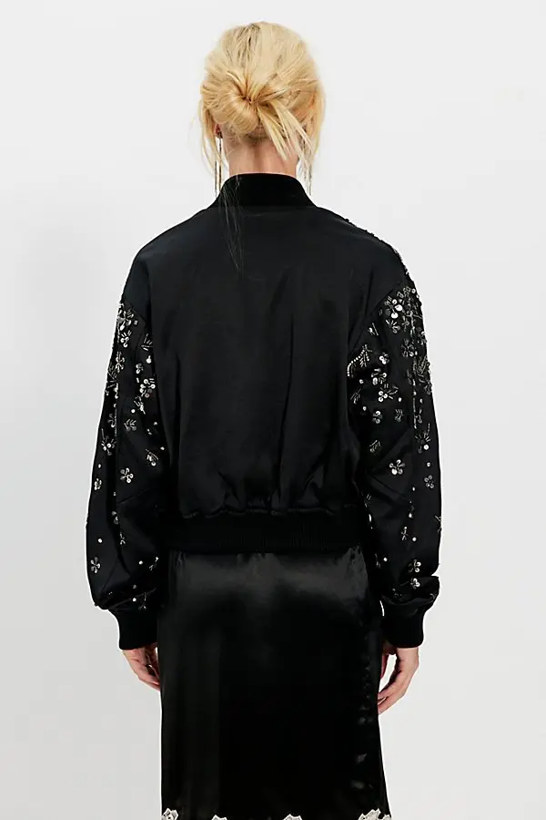 Free People Embellished Bomber Jacket